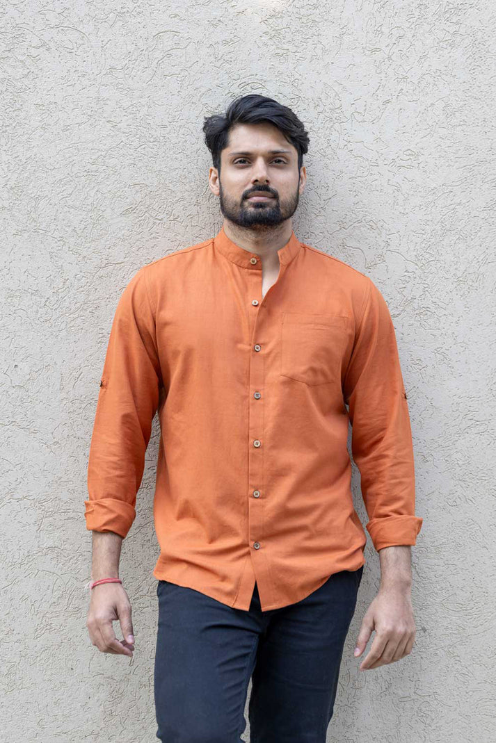 Modernist - Handloom Shirt Traditional - Rust Orange – Blue Mirae